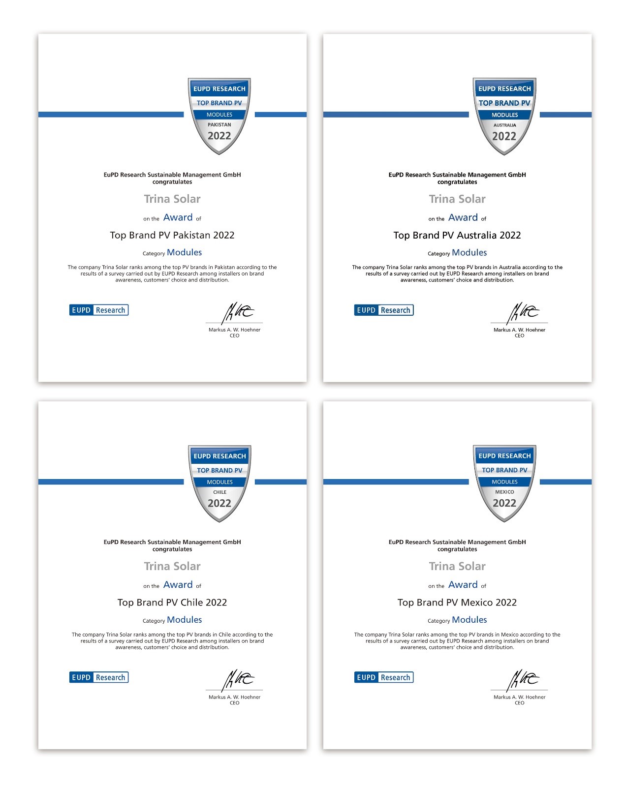 Trina Solar receives Top Brand PV Awards by EUPD Research - Engineering ...